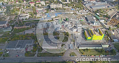 Fly Over a Large Railway Junction. Freight Trains Stand at the Railway ...