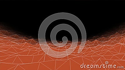 Flying Above Plexus Grid Landscape on a Dark Background, Seamless Loop ...