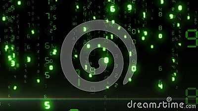 Flying through the Falling Numbers (like Matrix). Looped Animation ...