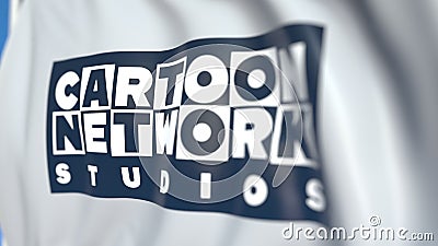 Flying Flag with Cartoon Network Studios Logo, Close-up. Editorial ...