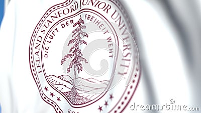 Flying Flag with Stanford University Emblem, Close-up. Editorial ...