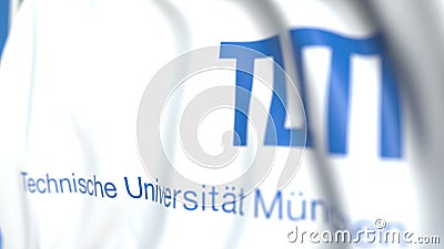 Flying Flag with Technical University of Munich Emblem, Close-up ...