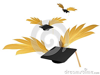 Flying Graduation Caps Illustration Royalty Free Stock Photography ...