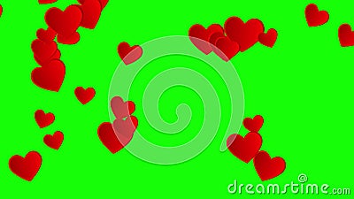 Flying Hearts Animation on Green Screen. 4K Hearts 2D Animation Stock ...