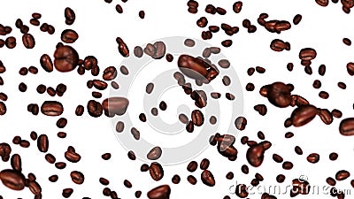 Flying Many Coffee Beans. Caffeine Drink, Breakfast, Aroma. 3D ...