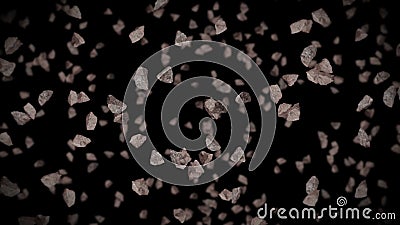 Flying Many Rock Stone on Black Background. Broken Splash Explosion ...