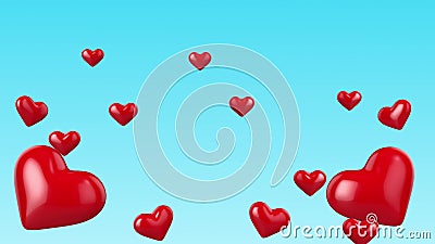 Flying and Pulsing Hearts on Blue Background Stock Video - Video of ...