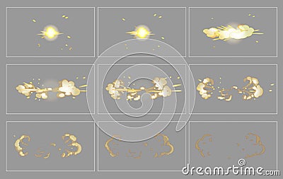 Fog Side Explosion Special Effect Animation Frames Vector Illustration ...