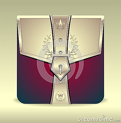 Folder Icon With Crown Leaves Gold Red Colors Vector Illustration ...