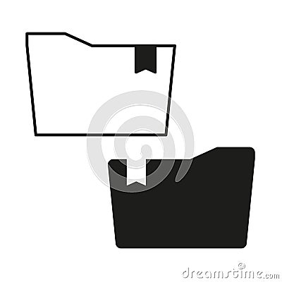 Folder Symbol Icon. Black And White Shape. File Storage Vector. Minimal ...