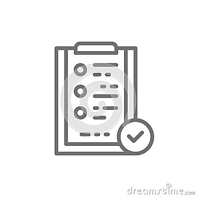 Folder Tablet With Check Mark Sign, Quality Control, Verification Line ...