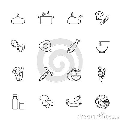 Food And Ingredient Icons Set. Line Icon Stock Vector - Image: 61210139