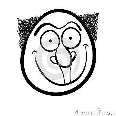 Foolish Cartoon Face, Black And White Vector Illustration. Stock Vector ...