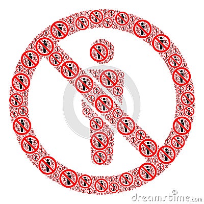 Forbidden Man Figure Recursion Collage Of Itself Icons Vector ...