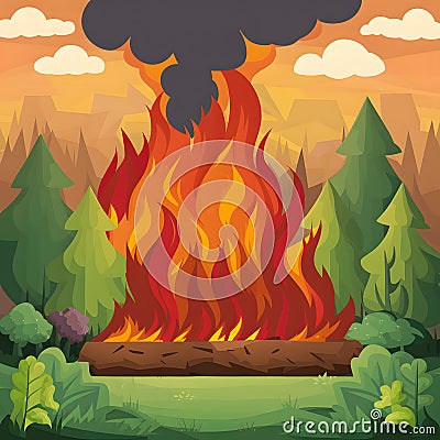 Forest Fire Devastates With Burning Plants And Billowing Smoke Stock ...