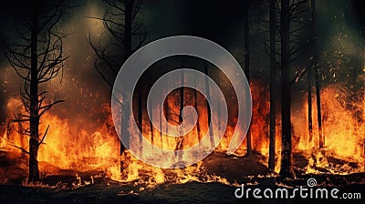 Forest On Fire And Environment Damage And Natural Habitats, Fire Is ...