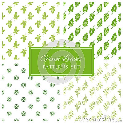 Forest Green Leaves Doodle Backgrounds Collection Cartoon Vector ...