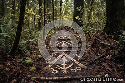 Forest Trail Marked With Bushcraft Symbols Stock Photo | CartoonDealer ...