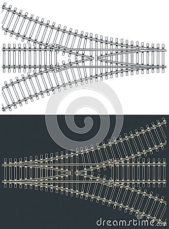 Fork In The Railway Tracks Technical Drawings Cartoon Vector ...