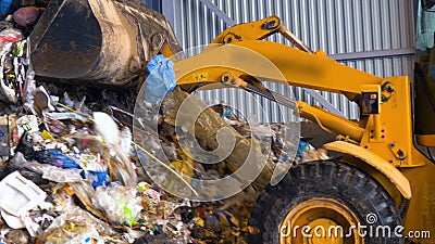 Forklift, Lift Truck Loading a Pile of Trash at Landfill. Stock Footage ...