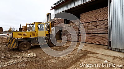 Forklift Loading Stack of Boards at Warehouse Stock Footage - Video of ...