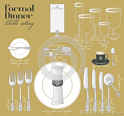 FORMAL DINNER TABLE SETTING Cartoon Vector | CartoonDealer.com #54629489