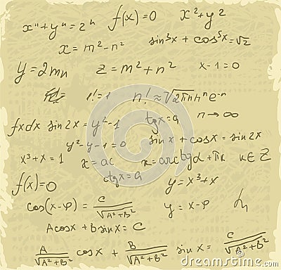 Formulas Maths On Old Paper In Vector | CartoonDealer.com #21610211