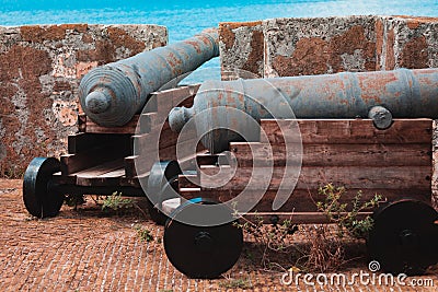 Old Vintage Cannons Rusting Away In The Fort Stock Photography ...