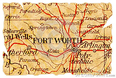 Fort Worth Old Map Stock Image - Image: 16696491