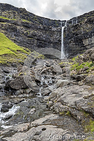 Fossa, The Largest Waterfall On The Faroe Islands Royalty-Free Stock ...