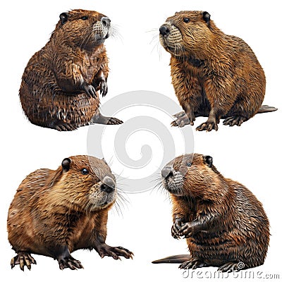 Four Beavers In Different Poses Against Stock Photo | CartoonDealer.com ...
