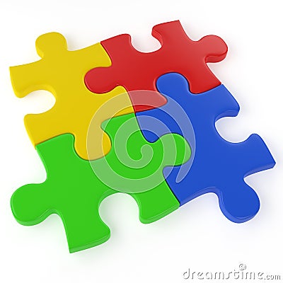 Four Color Puzzle Pieces Stock Images - Image: 10862224