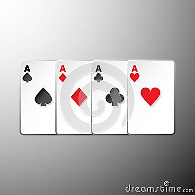 Four Playing Cards Suits Symbols On Gray Background Vector Illustration ...