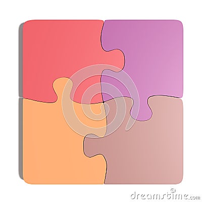 Four Puzzle Pieces Of Pastel Colors Stock Illustration - Image: 69187804