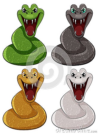 Four Python Snakes Cartoon Vector | CartoonDealer.com #284978535