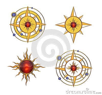 Four Solar Astral Symbols Royalty Free Stock Photos - Image: 5726598