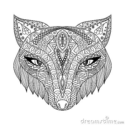 Fox Zentangle Style For Coloring Book For Adults Stock Vector - Image ...