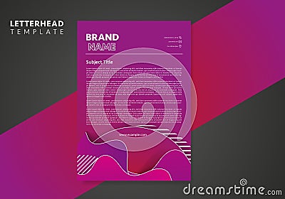 Purple Letterhead Template With Flowing Liquid Shapes, Amoeba Forms ...