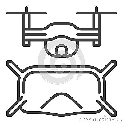 FPV Drone With Goggles Vector Quadcopter Concept Outline Icon ...