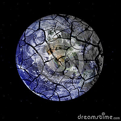 Fragile Planet Earth Cracking Apart In Outer Space Stock Illustration ...