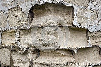 Fragment Of Wall With Dilapidated Limestone Building Blocks ...
