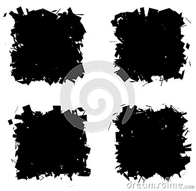 Fragmented Black Silhouette Collection Square Frame Over White Cartoon ...