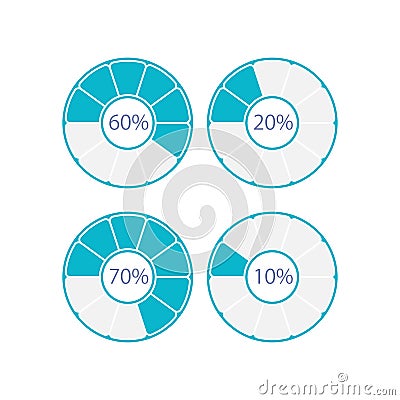 Fragmented Circle Percentage Infographic Chart Design Template Set ...