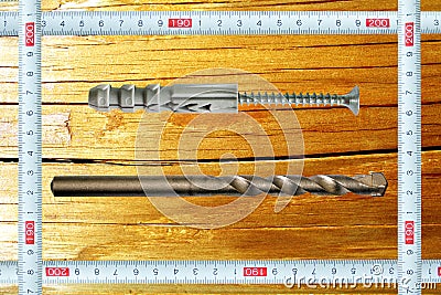 Frame With A Measuring Ruler And Tools Inside Against Texture Of ...