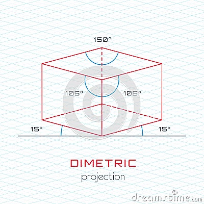 Frame Object In Axonometric Perspective - Dimetric Grid Template Vector ...