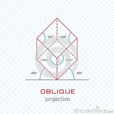 Frame Object In Axonometric Perspective - Oblique Grid Template Vector ...