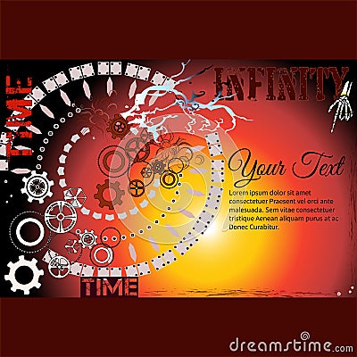 Frame For Text With A Clock Mechanism, Gearwheels And Words Time And ...