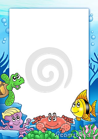 Frame With Various Sea Animals Stock Photos - Image: 12453673