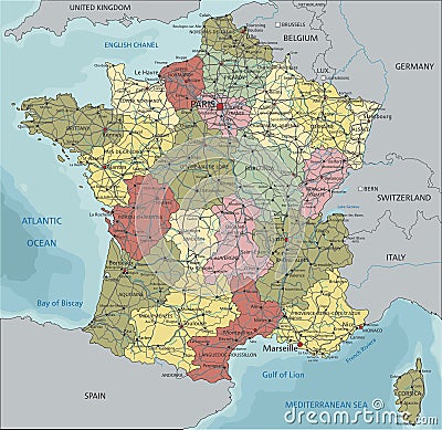 France - Highly Detailed Editable Political Map With Labeling. Vector ...