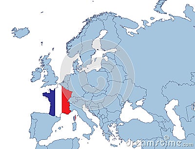 Frankreich Auf Europa-Karte Lizenzfreies Stockbild - Bild: 4291046